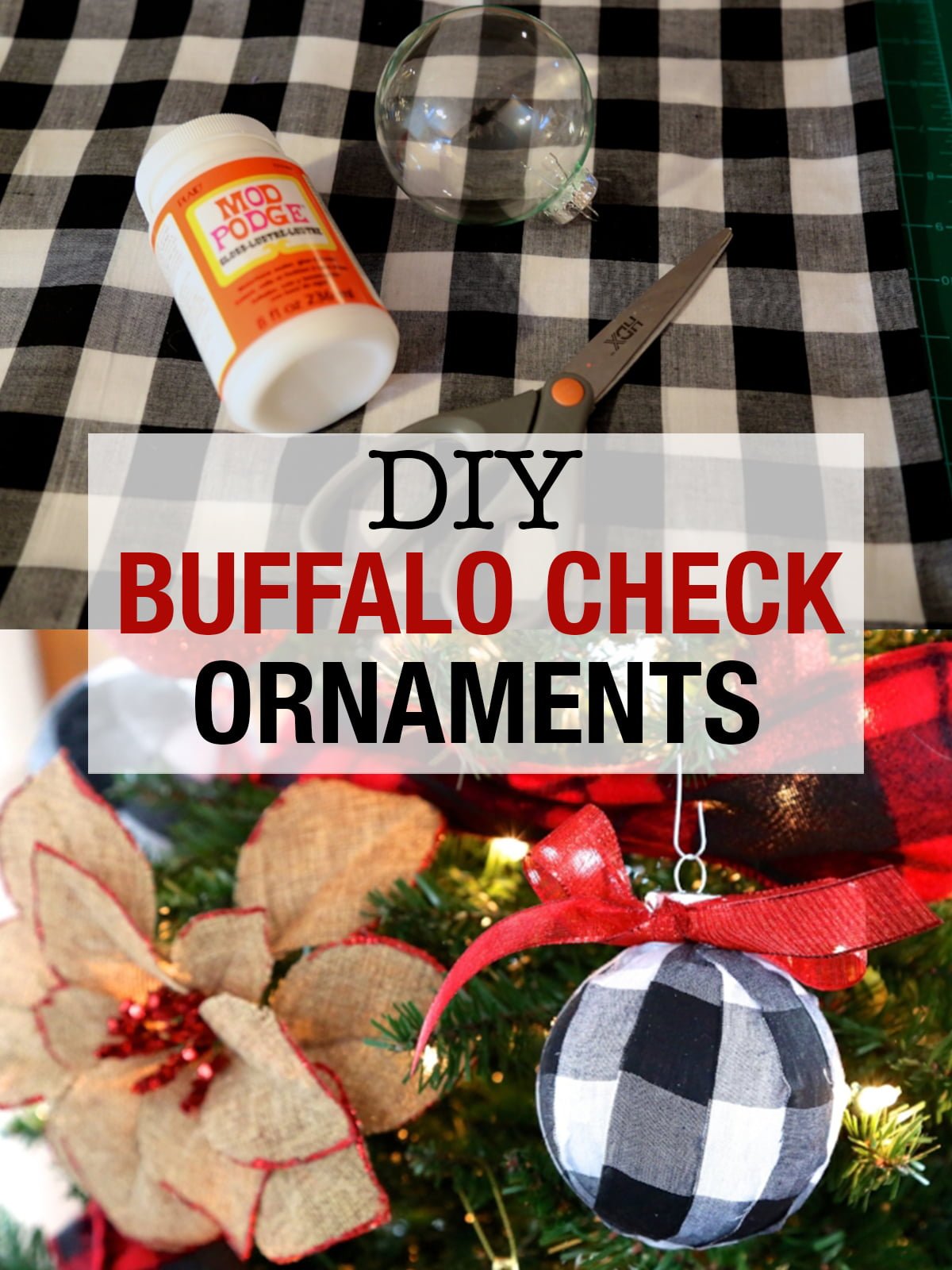 DIY Buffalo Check Plaid Ornaments - Weekend Craft