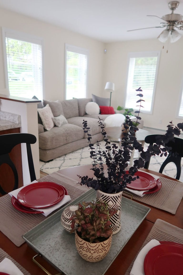 A rustic modern open concept living room and kitchen - Weekend Craft