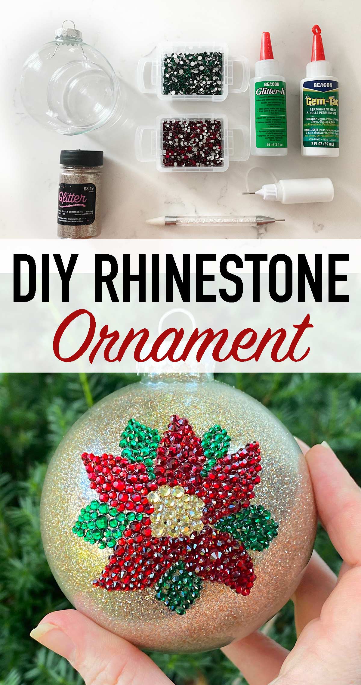 DIY Rhinestone Ornament - Weekend Craft